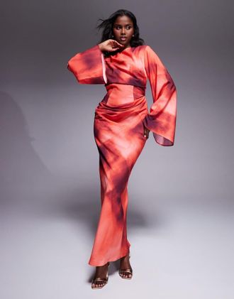 Asos Robe longue &agrave; manches longues - Imprim&eacute; abstrait-Multicolore