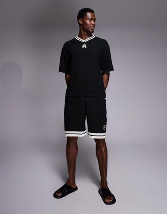 Good For Nothing Maillot de hockey densemble oversize en maille avec broderies au dos - Noir