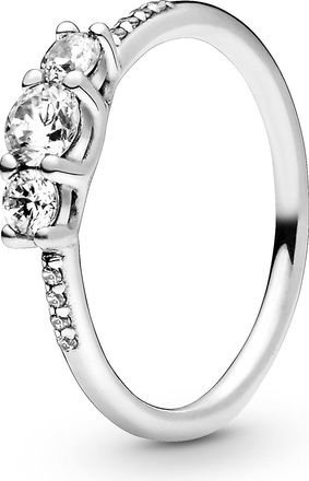 Pandora Timeless Drei Klare Steine Ring aus Sterling-Silber mit Cubic Zirkoniasteinen verziert, Größe: 58, 196242CZ-58