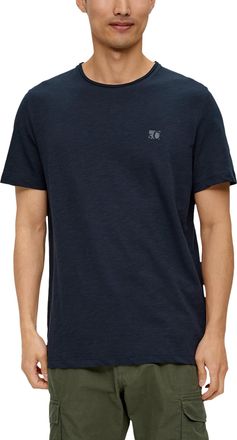 s.Oliver T-Shirt mit Flammgarn-Struktur und Logo-Print