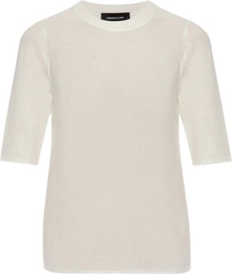 Fabiana Filippi Femme, Pulls, Blanc, Taille: 38 FR Haut en maille &agrave; col rond