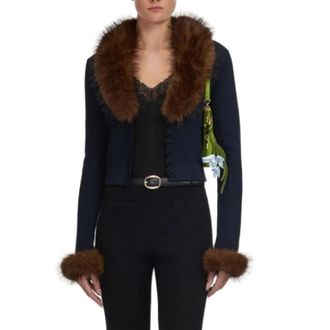Self Portrait Schwarzer Cardigan mit Kristallbesatz - - Knitwear - Damen - Schwarzk - L