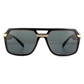 Versace Quadrat Herren Sonnenbrille Schwarz Dunkelgrau