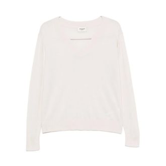 Max Mara Femme, Pulls, Blanc, Taille: 42 FR Pull en laine, soie et cachemire &agrave; col en V