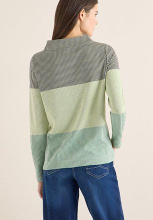 Cecil Jacquardpullover im Colorblocking-Look