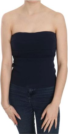 Costume National Femme, Tops, Bleu, Taille: 36 FR Strapless Zipper Back Tube Top Blouse