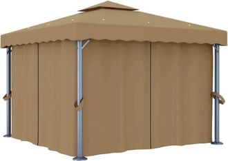 vidaXL Vidaxl - Tonnelle avec rideau 3x3 m Taupe Aluminium