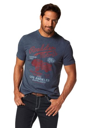 Arizona T-Shirt ARIZONA, Herren, Gr. XXL (60/62), blau (blau, meliert), Single Jersey, Obermaterial: 60% Baumwolle, 40% Polyester, meliert, normal, Rundhals, 