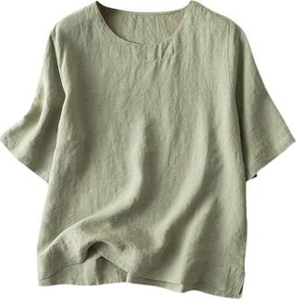 Generic Chemise ample en dentelle boh&egrave;me &agrave; manches courtes brod&eacute;e florale pour femme - Chemisier d&eacute;t&eacute; indien &agrave; volants sur le devant pour femmes &acirc;g&eacute;es - Style