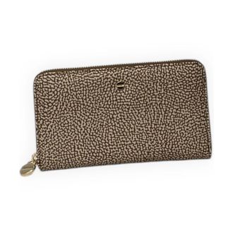 Borbonese Femme, Accessoires, Beige, Taille: ONE Size Grand Portefeuille &agrave; Fermeture &Eacute;clair