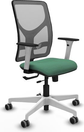 Piqueras y Crespo Stuhl aus Netzgewebe mit wei&szlig;en und schwarzen Armlehnen, h&ouml;henverstellbare Lendenwirbelst&uuml;tze, ausgestattet mit Syncro/Traslack und Schneideschaum, Gr