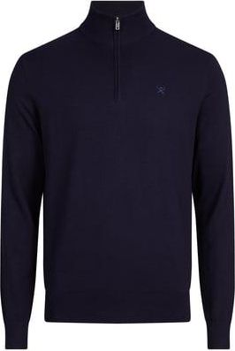 Hackett Pull col zipp&eacute; en coton et soie
