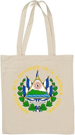 Generic Sac fourre-tout en coton naturel avec blason du Salvador Blanc