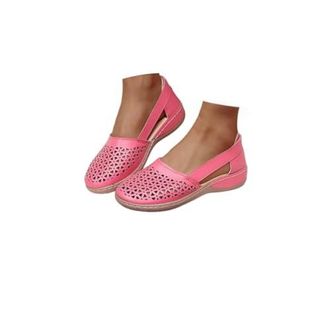 Generic Sandales &agrave; bout ferm&eacute; pour femme - Espadrilles en maille ajour&eacute;e et respirante - Sandales de marche compens&eacute;es &agrave; t&ecirc;te ronde - Coupe large - Sandales p