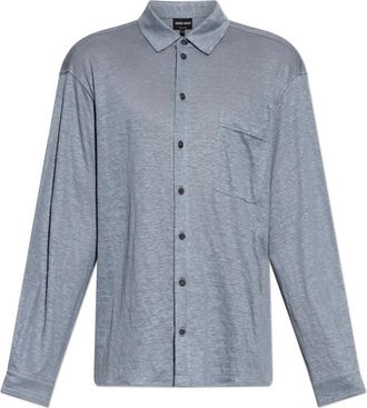 Giorgio Armani Homme, Chemises, Bleu, Taille: XL Chemise en lin avec poche