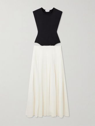 Gabriela Hearst Mina Zweifarbiges Maxikleid Aus Einer Kaschmir-wollmischung Und Wolle Mit Falten Und Cut-outs - Schwarz