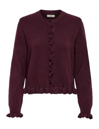 Jacqueline de Yong JdY Letty L/S on Frill Cardigan KNT Noos, Maroon Banner, XL