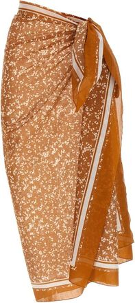 Kiton Femme, Maillots de bain, Brun, Taille: ONE Size Sarong en coton &agrave; motifs