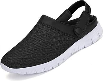 Saguaro Hommes Mules et Sabots Respirante Chaussures de Jardin Eté Femmes Clogs Maille Sandales Unisexe Pantoufles Chaussures de Plage Antidérapant, Noir 36