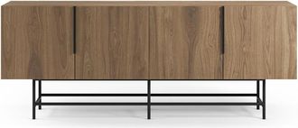 PEGANE Buffet, meuble de rangement aspect bois coloris ch&ecirc;ne et pieds en m&eacute;tal noir - Longueur 200 x Profondeur 40 x Hauteur 77,90 cm