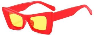 Generic Lunettes de soleil oeil de chat tendance populaires pour femmes rétro nuances UV400 hommes tendance rouge jaune lunettes de soleil, rouge/jaune, Taill