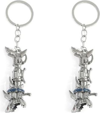 Generic Porte-clés Arcane de lanime Saison 2 en vrac Canon requin os fusée canon en métal Sac cadeau, Deux blancs, taille unique