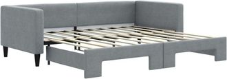 vidaXL Tagesbett Ausziehbar Hellgrau 90x190 cm Stoff Vidaxl