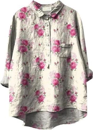 Generic 2026 Vestes pour femmes, trench-coat &agrave; imprim&eacute; floral, v&ecirc;tements dext&eacute;rieur multicolores, grande taille, blanc, XXL