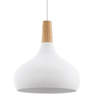 Eglo Lampe &agrave; suspension Sabinar 28cm blanc avec bois marron - 901178
