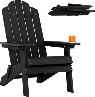 Generic Adirondack Stuhl Klappbar f&uuml;r Outdoor Garten: Adirondack Chair Kunststoff HIPS Allwetter - Adirondack Gartensessel Wetterfest Ergonomisch Relaxsessel 