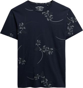 Superdry Herren Klassisches Essential T-Shirt mit Print Seltene Orchidee Marineblau XXL