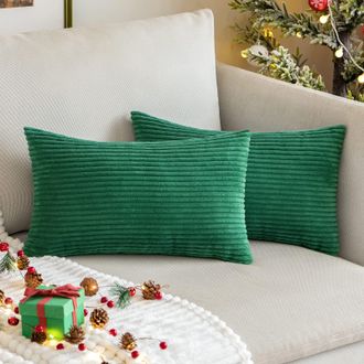 Miulee 2er Set Weihnachten Kissenbezüge Kord Kissenhülle Dekorative Kissenbezug Sofakissen Couchkissen Dekokissen Zierkissenbezug Deko Kissenhülle mit Verste