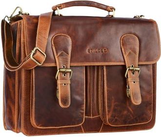 STILORD Denver Grand Sacoche Porte Document Homme en Cuir V&eacute;ritable - Sacoche Ordinateur 15,6 Pouces Vintage Cognac - Comme Serviette Professeur ou Sac pour l