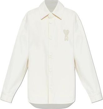 Ami Femme, Blouses et Chemises, Beige, Taille: 34 FR Chemise en denim avec &eacute;cusson logo