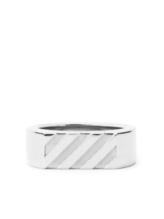 Off-white Geometrischer Ring mit diagonalem Band - Silber