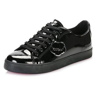 Kickers Womens Tovni Lacer Low-Top Trainer | Casual Shoe, Noir Verni, 39 EU
