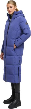 Marikoo Damen Wintermantel (XS-6XL) - gesteppt, mit Kapuze, verstellbare &Auml;rmelb&uuml;ndchen, taillierter Schnitt - N074 - BlueViolet Gr&ouml;&szlig;e XL - Gr.XL