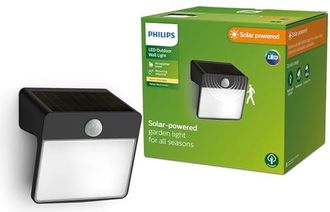 Philips Enkara Solar-Au&szlig;enwandleuchte mit Hausnummer, 0,2W, 2700K, schwarz, IP44 wetterfest
