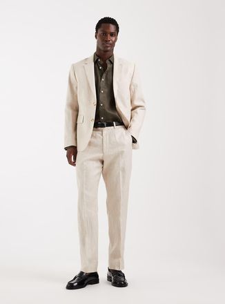 Abercrombie & Fitch Collins - Pantalon de costume slim en lin - Beige-Neutre