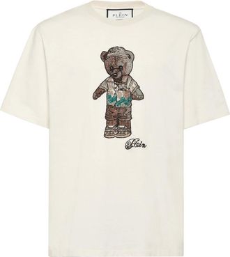 Philipp Plein Homme, Tops, Beige, Taille: L Crystal Round Neck T-Shirt Teddy Bear