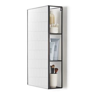 Umbra Cubiko Spiegel mit Ablage, Badezimmerspiegel, Spiegelschrank, Schminkspiegel, Wandspiegel und Flurspiegel, Schwarz