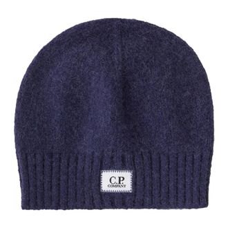C.P. Company Alpaka-Wollm&uuml;tze mit Rippstrick und Logo-Patch - - Accessories - Herren - Blau - ONE SIZE