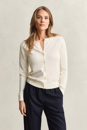 GANT Damen Leichte Rundhals-Strickjacke (XXXL) CREAM