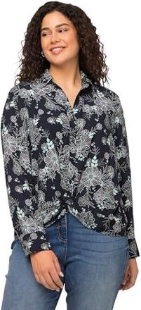 Ulla Popken Chemise Imprim&eacute;e Blouses, Marine, 52-54 Femme