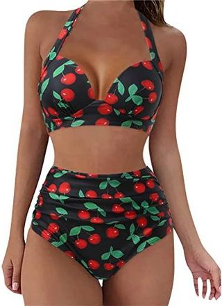 Generic Ensemble bikini sexy et élégant - Deux pièces - Col en V - Triangle - Push Up - Ventre - Maillot de bain - Haut de bikini avec rembourrage - Sans arma