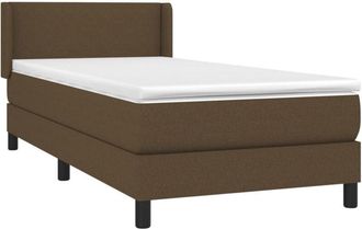 vidaXL Boxspringbett mit Matratze Dunkelbraun 90x200 cm Stoff Vidaxl