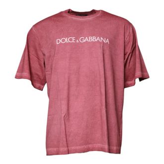 Dolce & Gabbana Kurz&auml;rmeliges T-Shirt mit Rundhalsausschnitt - - Tops - Herren - Rosa - 3XL