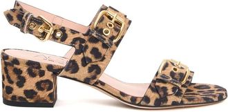 AGL Sandalen - 45Mm Leopard Heel Sandal - Gr. 36 (EU) - in Braun - für Damen