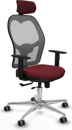 Piqueras y Crespo Ergonomischer Stuhl f&uuml;r Zuhause mit 1D-Armen, h&ouml;henverstellbare Lendenwirbelst&uuml;tze und h&ouml;henverstellbares Kopfteil, Grau/Kastanienbraun