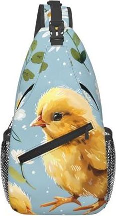 Generic Sacoche Homme Bandouliere Coq Poulet Fleur L&eacute;ger Sacs &agrave; Bandouli&egrave;re Polyester Sac Poitrine pour Voyage Cyclisme Randonn&eacute;e